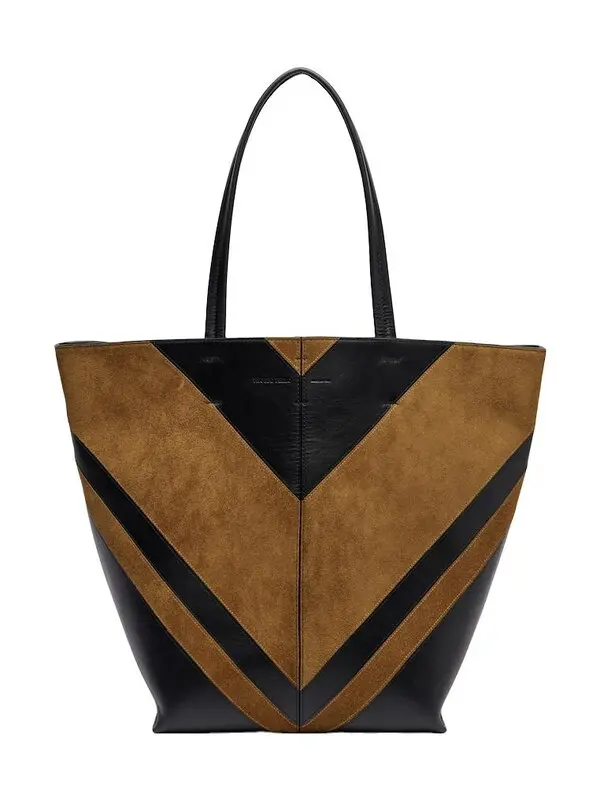 Phoebe Philo Pot Cabas Suede And Leather Tote - Black