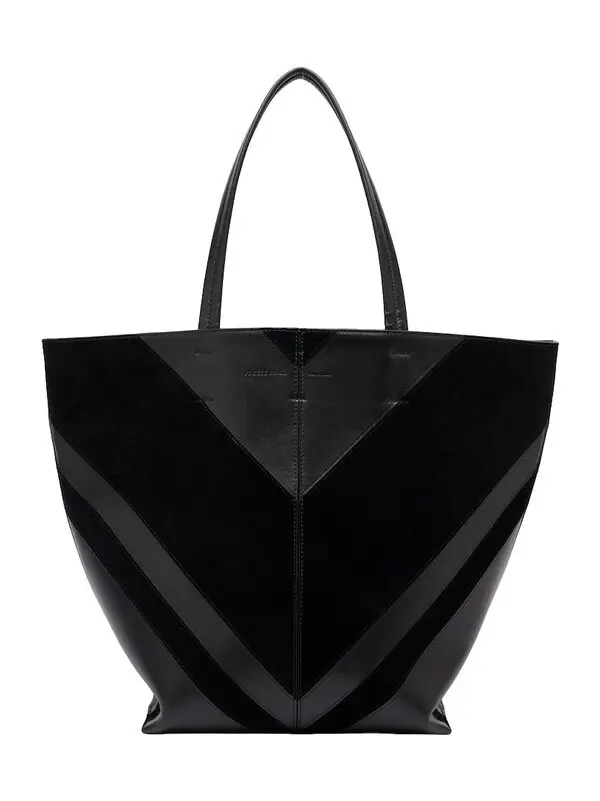 Phoebe Philo Pot Cabas Suede And Leather Tote Bag - Black