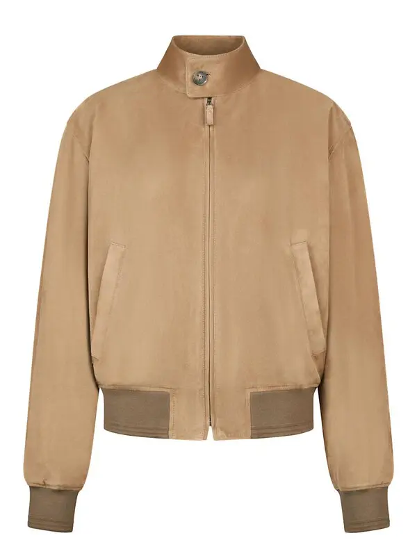 TOD'S Bomber Jacket In Pashmy Suede - Beige