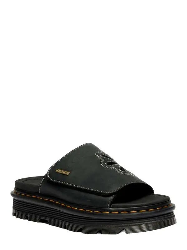 Dr. Martens Zebzag Wyoming Leather Slides - Black