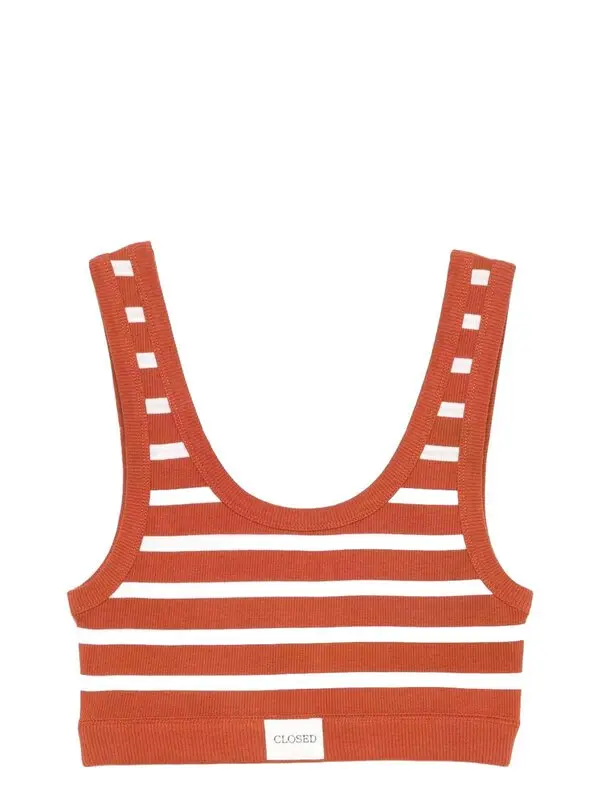 Closed Striped Bralette - Red
