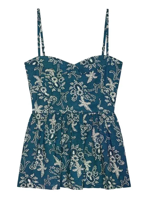 The Great. The Verse Peplum Top - Blue