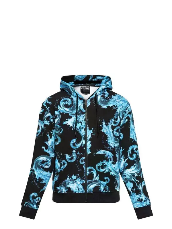 Versace Barocco-print Zip Up Hoodie - Black
