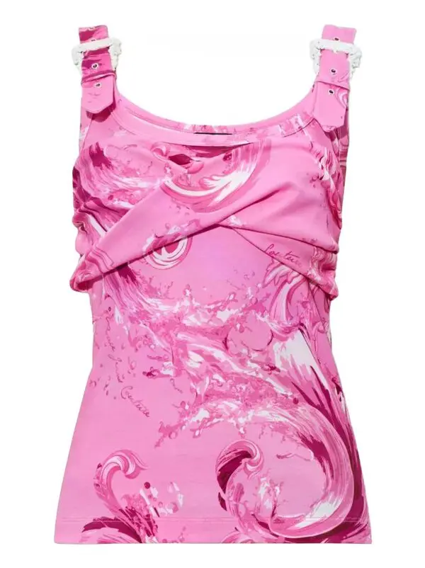 Versace Wave Couture-print Top - Pink