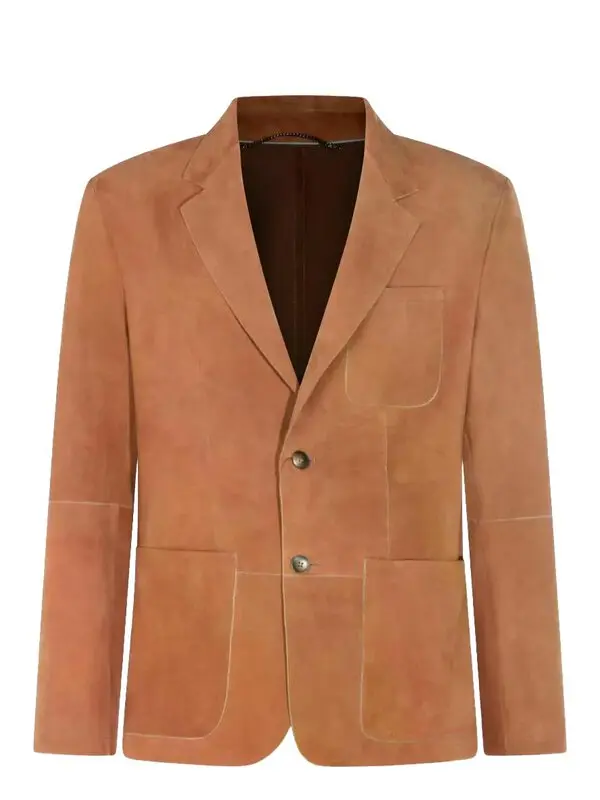 Canali Single-breasted Suede Jacket - Brown