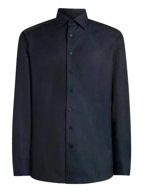 Etro Cotton Jacquard Shirt With Arnica Motif - Blue
