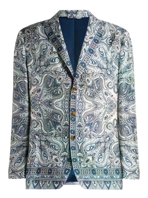 Etro Paisley Print Single-breasted Jacket - Blue