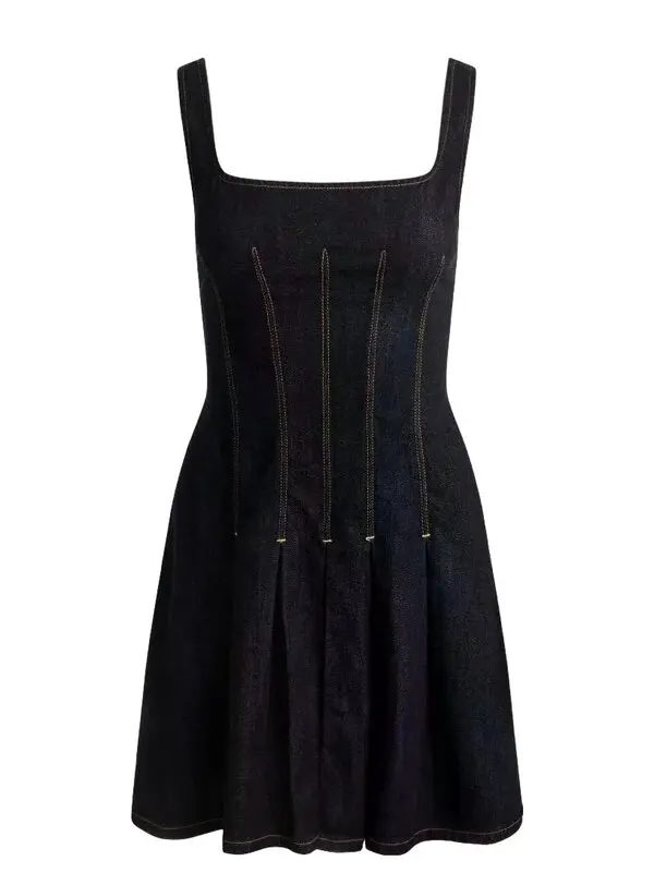 Alice + Olivia Hollis Flared Denim Mini Dress - Blue