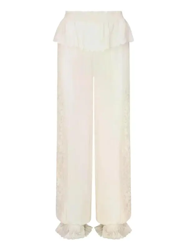 LoveShackFancy Lace Detail Trousers - Neutrals