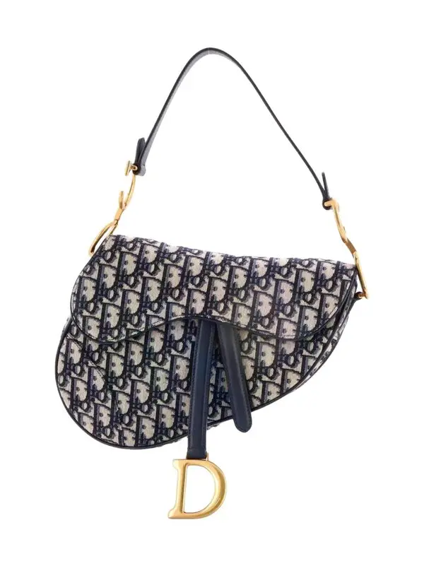 Dior Saddle Oblique Canvas Shoulder Bag - Blue
