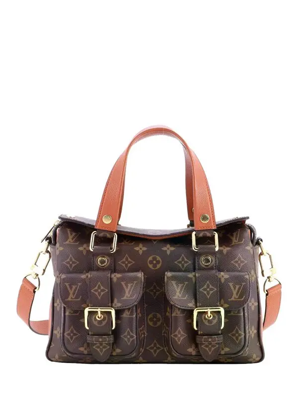 LOUIS VUITTON Manhattan Nm Handbag Monogram Canvas Satchel - Brown