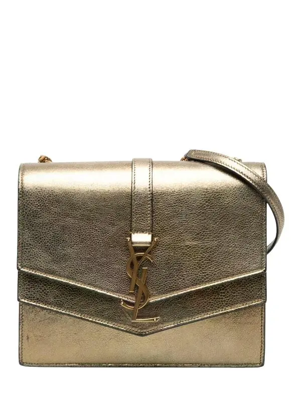 Saint Laurent 2018 Medium Metallic Leather Monogram Sulpice Crossbody Bag - Brown