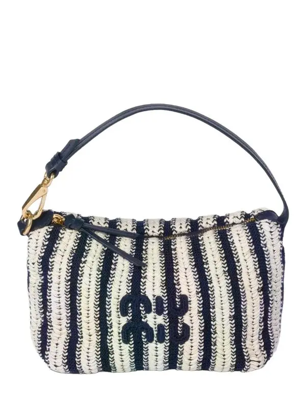 Miu Miu Crochet And Leather Pouch - Blue
