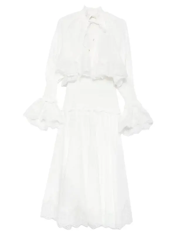 Zimmermann Lace-detail Ruffle Midi Dress - White
