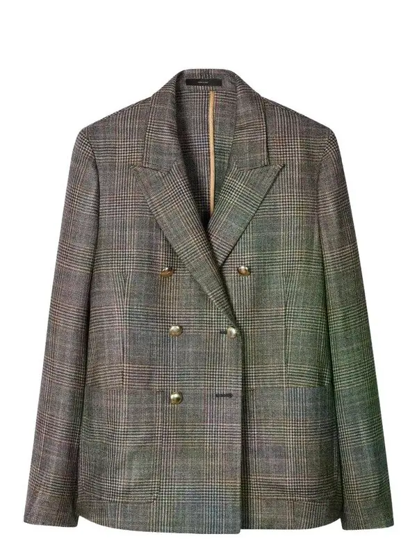 Paul Smith Double-breasted Check Blazer - Grey