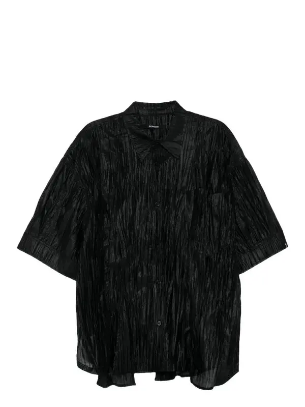 SONGZIO Crinkled Short-sleeve Shirt - Black