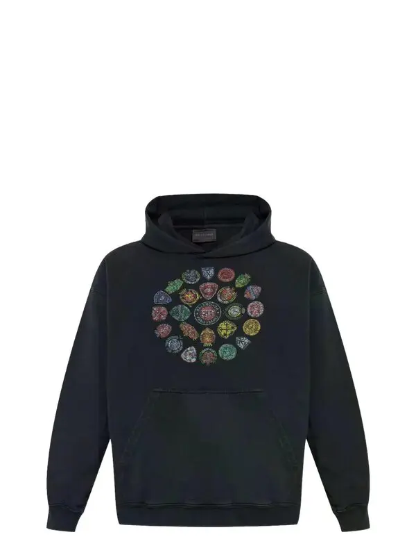 Balenciaga Graphic-print Hoodie - Black