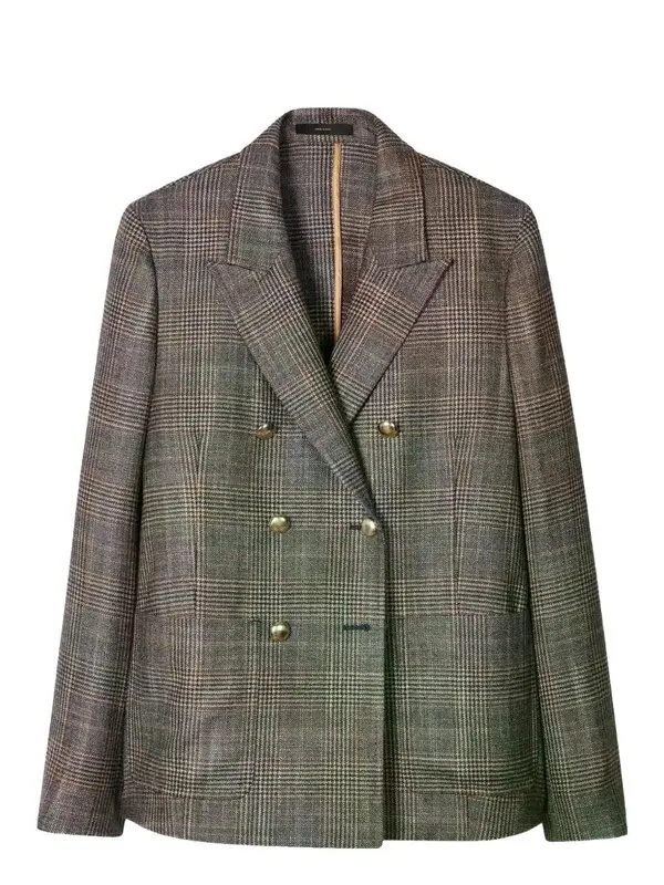 Paul Smith Double-breasted Check Blazer - Grey