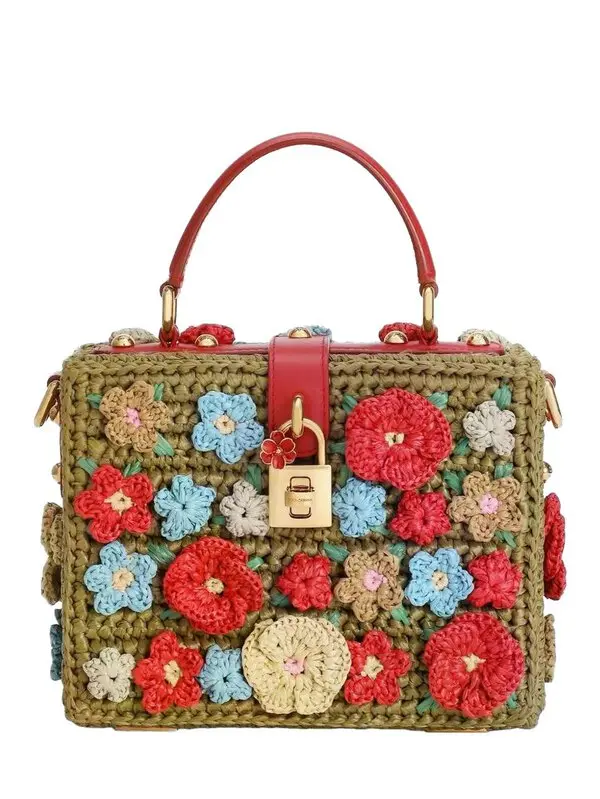 Dolce & Gabbana Dolce Box Raffia Crochet Handbag - Green