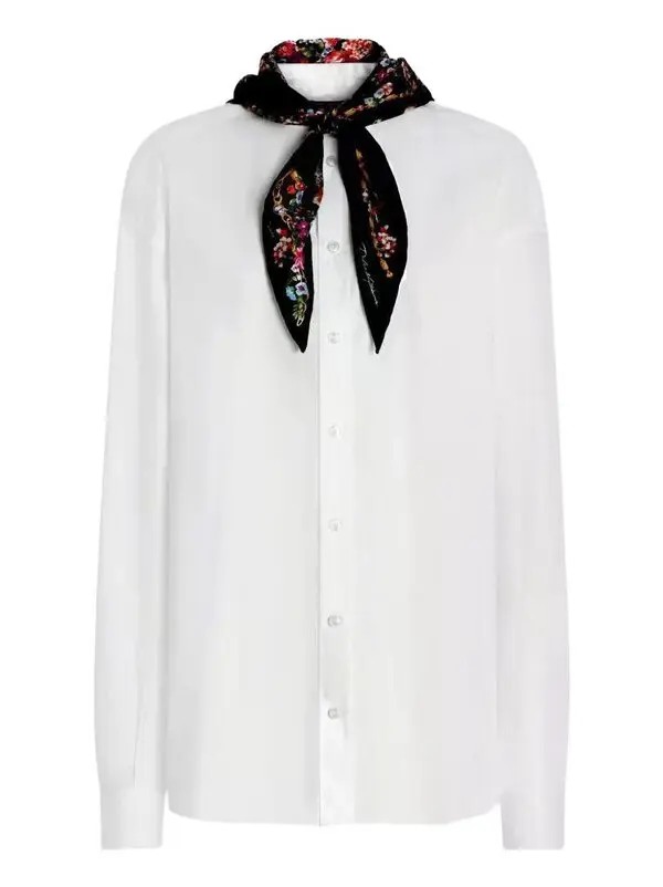 Dolce & Gabbana Poplin Shirt With Silk Scarf - White