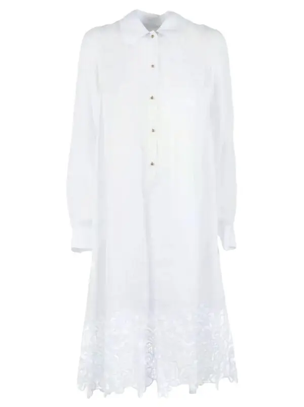 Max Mara Lace Trim Shirt Dress - White