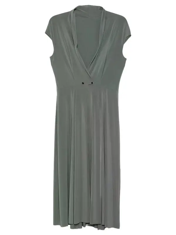 Alberta Ferretti V-neck Pleated Dress - Grey