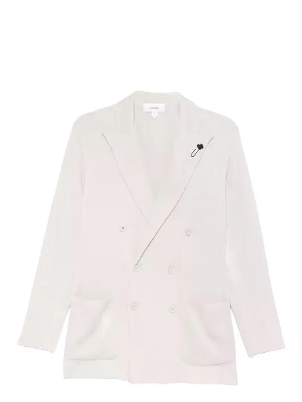 LARDINI Double-breasted Cotton Blazer - Neutrals