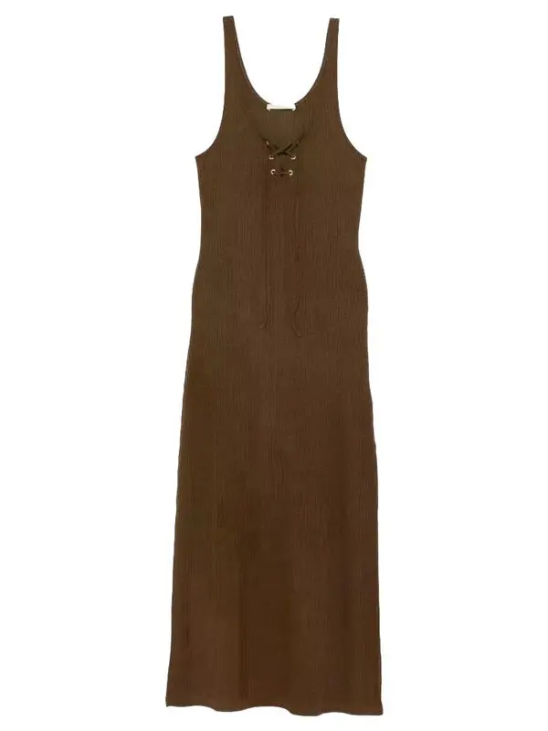 SESSUN Sueli Lace-up Midi Dress - Brown