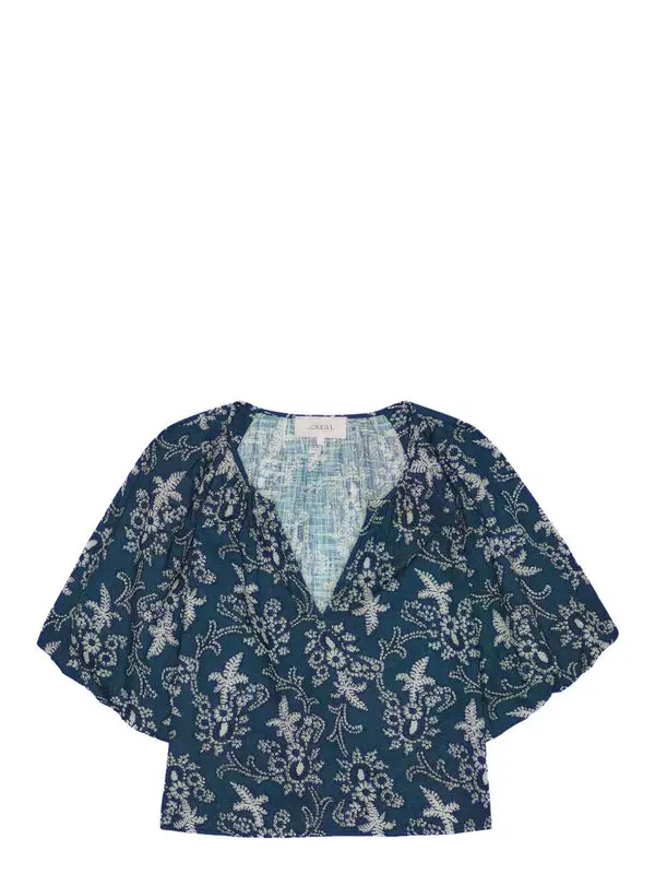 The Great. Blythe Floral Top - Blue