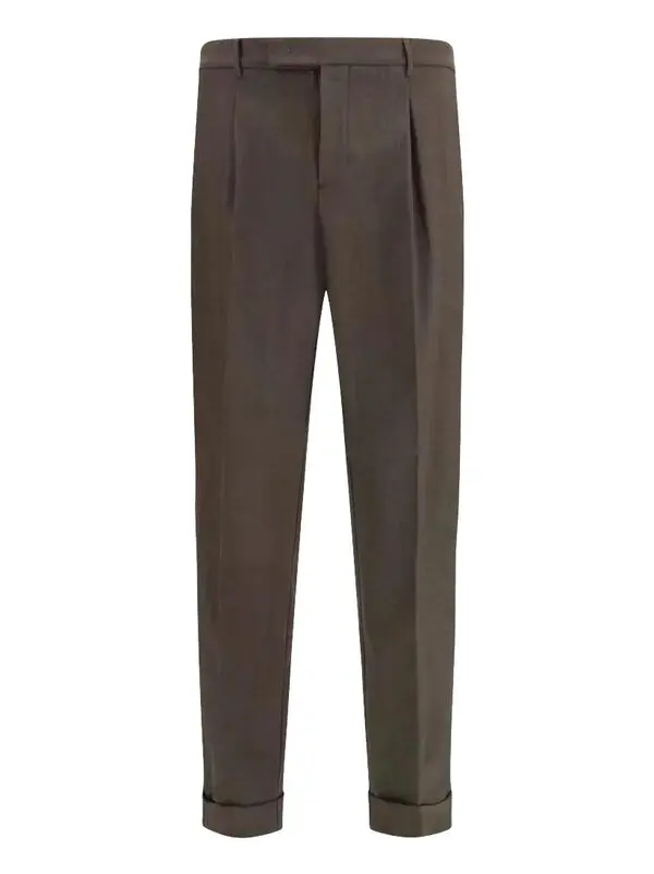 CRUNA Pleated Tapered Trousers - Brown