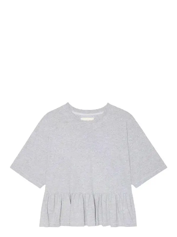 The Great. Ruffled Peplum T-shirt - Grey