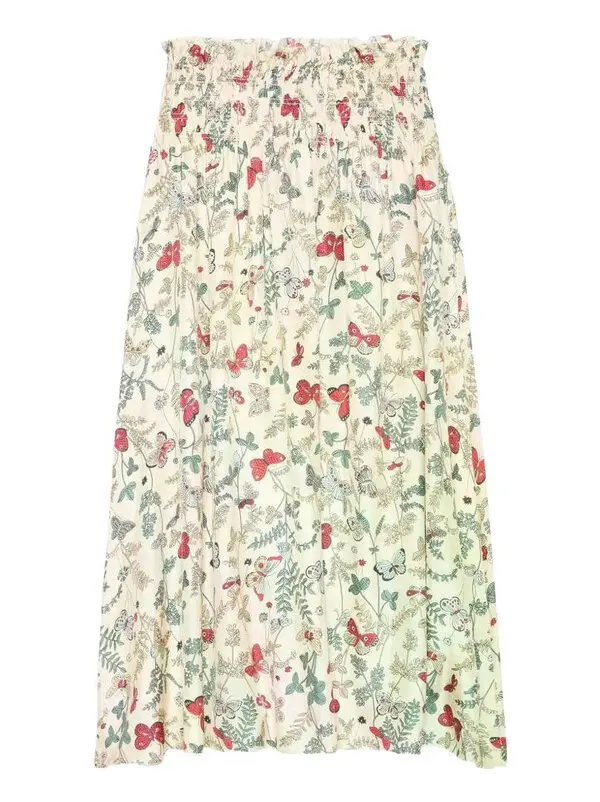The Great. The Canary Floral Midi Skirt - Neutrals