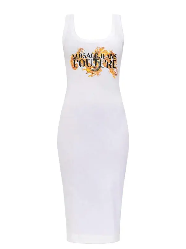 Versace Logo-print Midi Dress - White