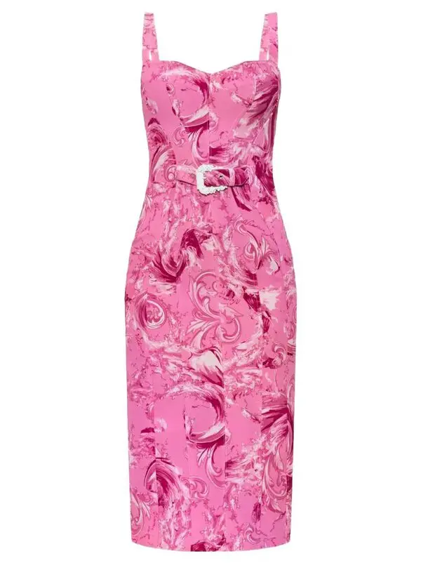 Versace Patterned Dress With Belt - Pink