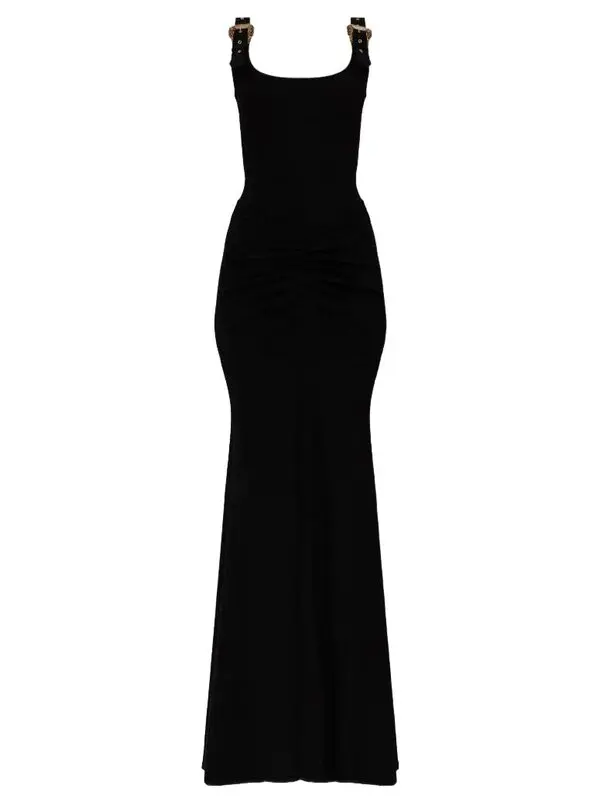 Versace Baroque Buckle Maxi Dress - Black