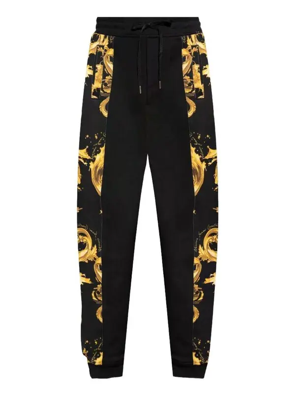 Versace Chromo Couture-print Drawstring-detail Cotton Track Pants - Black