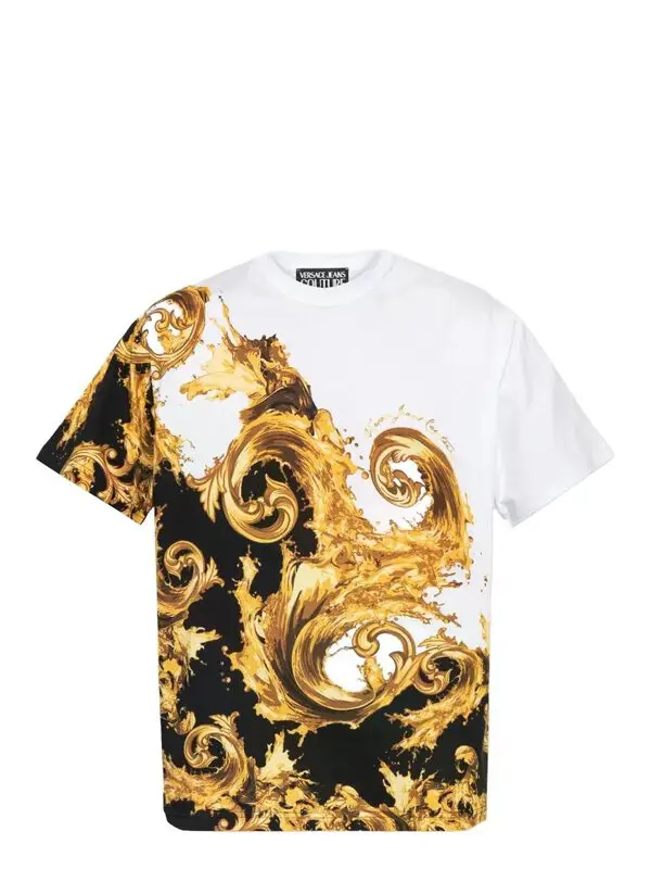 Versace Wave Couture-print T-shirt - White