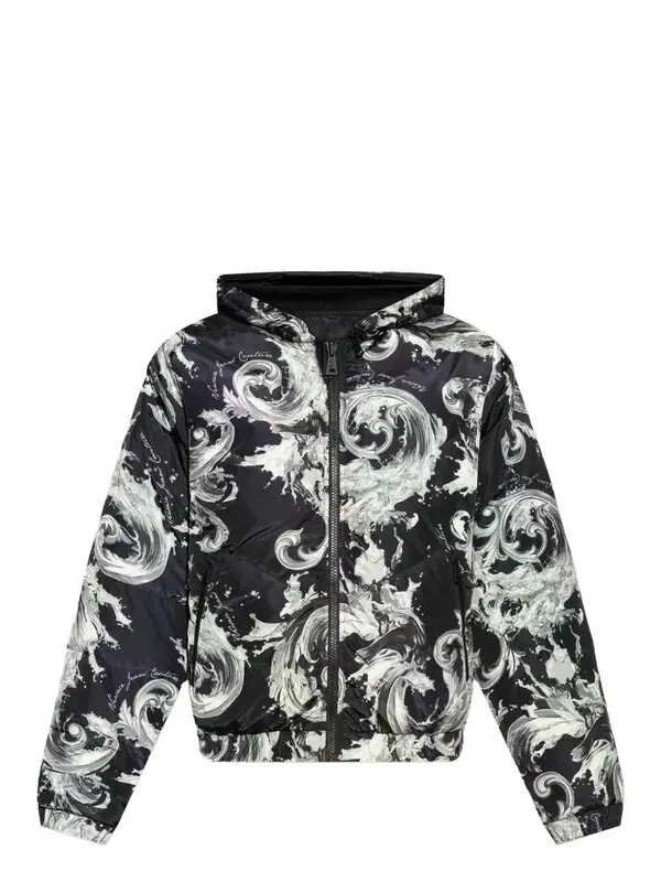 Versace Printed Padded Hooded Jacket - Black