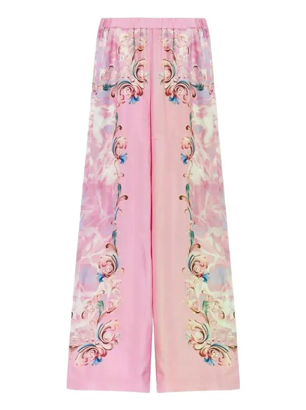 Versace Floral Print Trousers - Pink