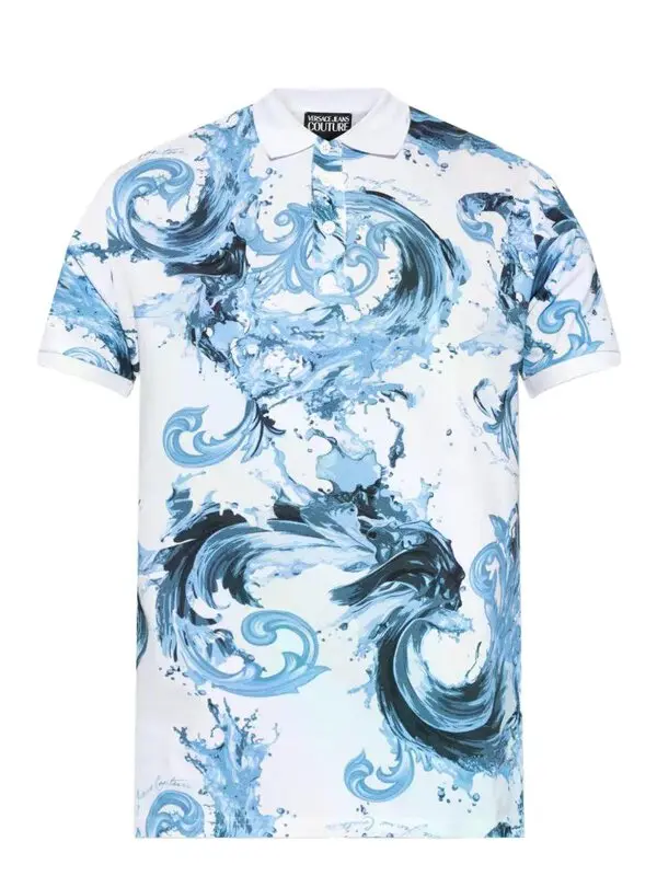 Versace Barocco-print Polo Shirt - Blue