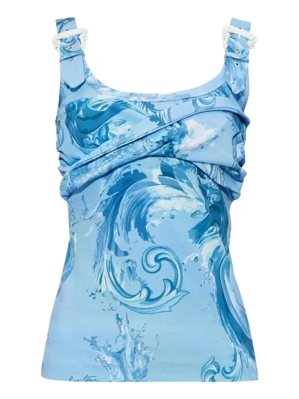 Versace Wave Couture-print Tank Top - Blue