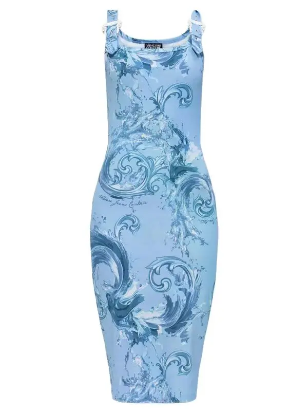 Versace Buckle Print Dress - Blue