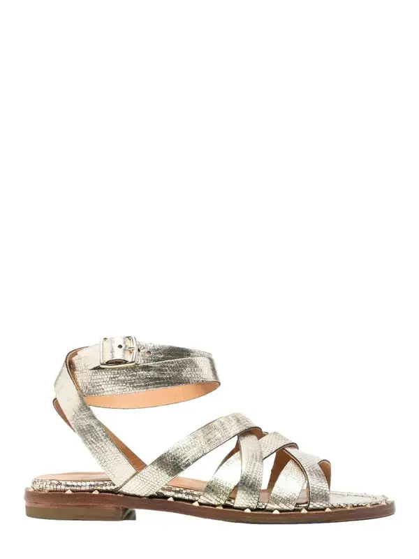 LA BOTTEGA DI LISA Flat Strappy Buckle Sandals - Gold