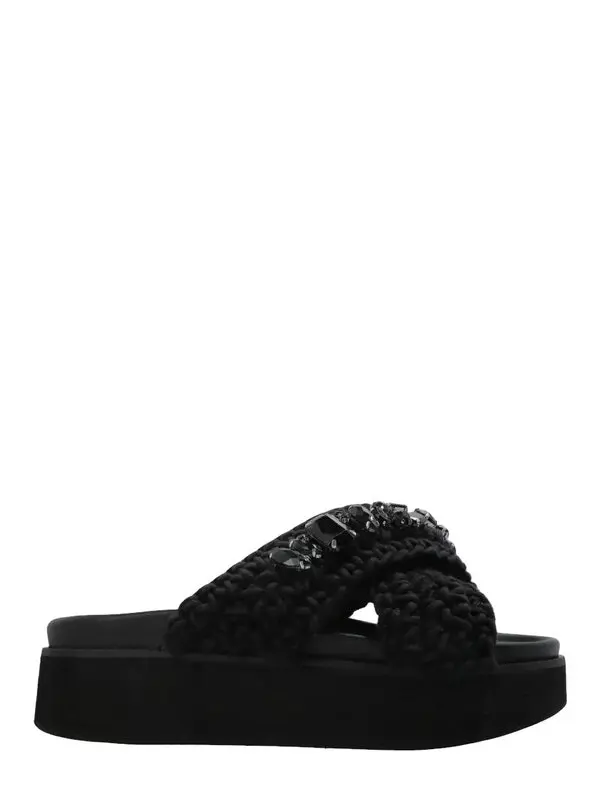 Inuikii Embellished Cross-strap Sandals - Black