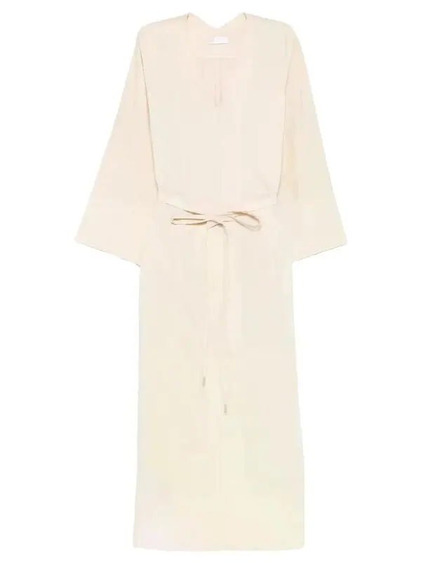 PANICALE V-neck Belted Midi Dress - Neutrals