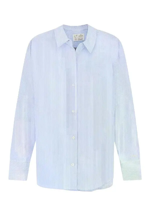 MC2 SAINT BARTH Striped Embroidered Shirt - Blue