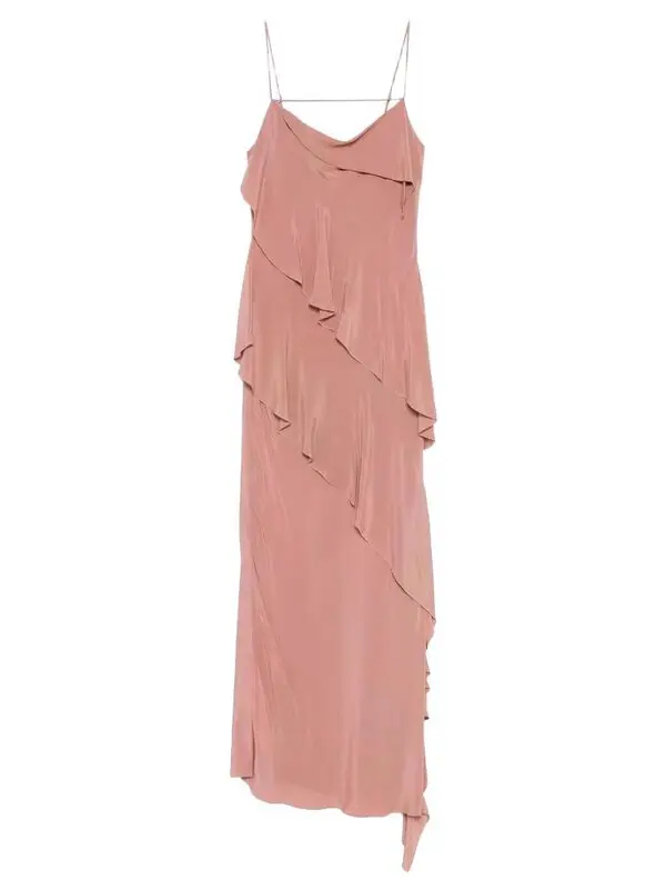 Patrizia Pepe Ruffled Asymmetric Midi Dress - Pink