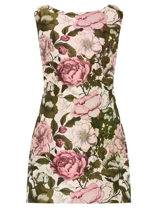 MILLY Floral Jacquard Mini Dress - Pink