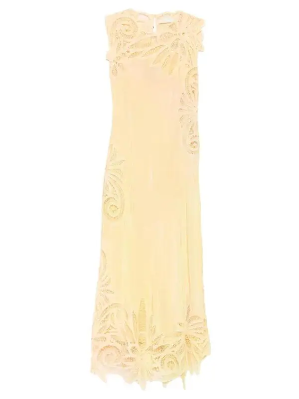 Ulla Johnson Idra Lace-detail Midi Dress - Yellow