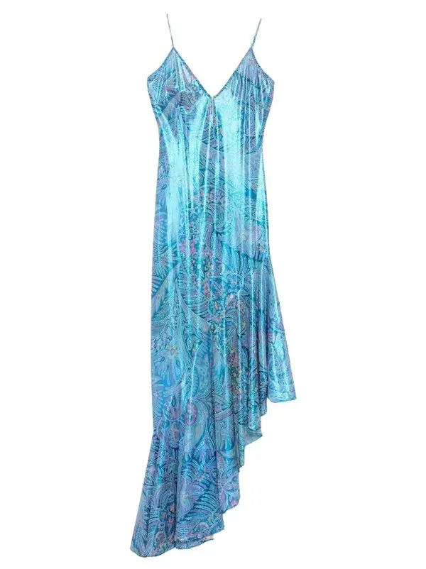Etro Paisley Ruffled Midi Dress - Blue